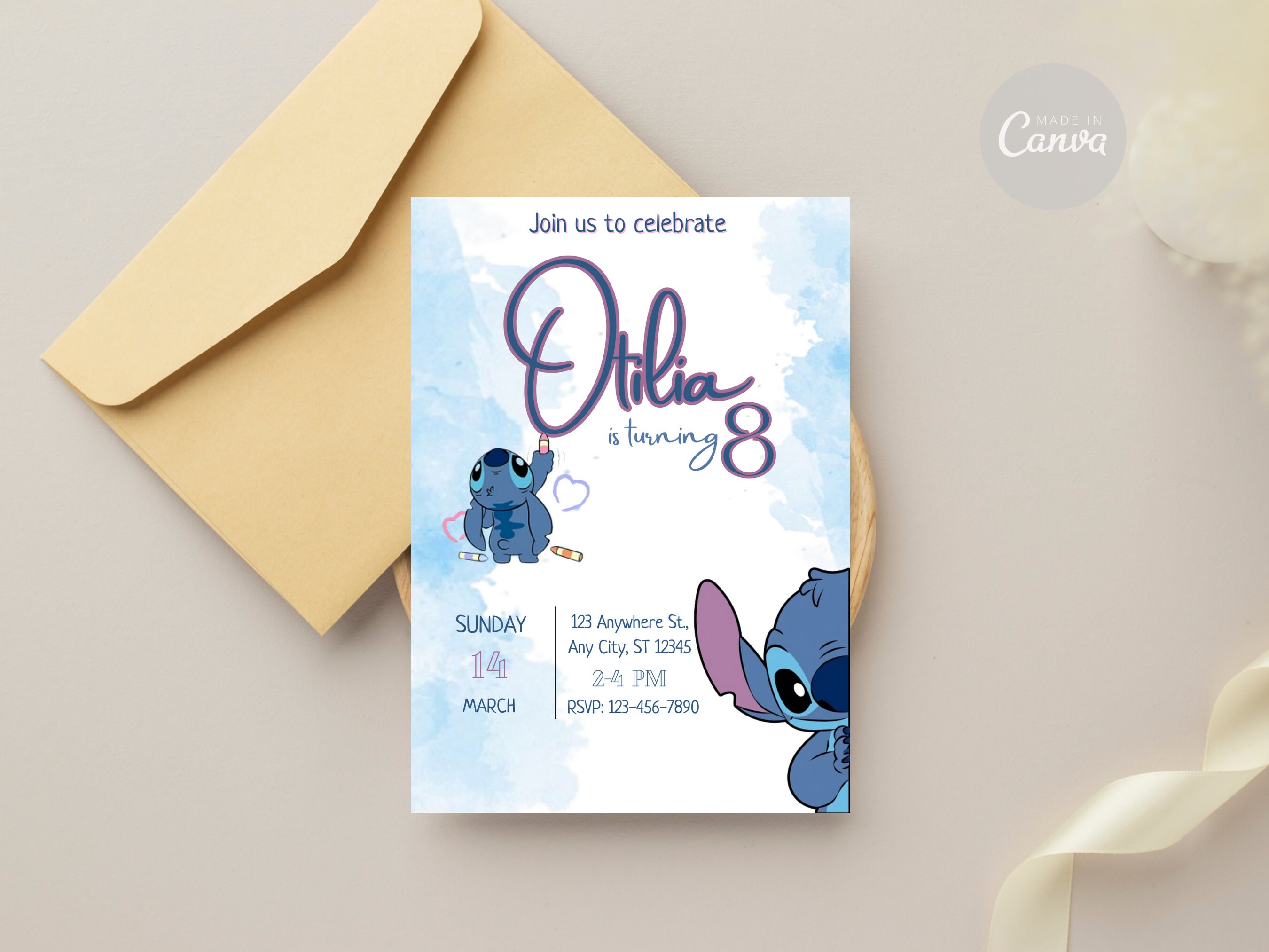 Stitch Birthday Invitation Template, Editable Stitch Canva, Birthday ...
