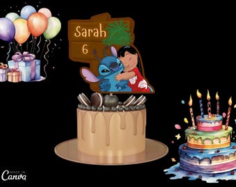 DIGITAL LILO Themed STITCH Themed Cake Topper - Stitch Themed Digital ...