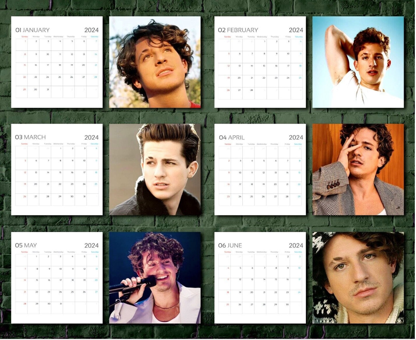 Charlie Puth Calendar 2024, Celebrity Calendar, Charlie Puth 2024 Wall ...