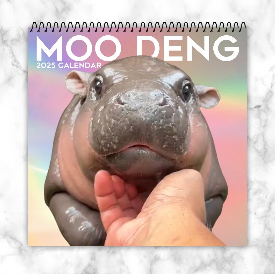 Cute Moo Deng Calendar 2025, Personalized Calendar, Moo Deng Calendar ...