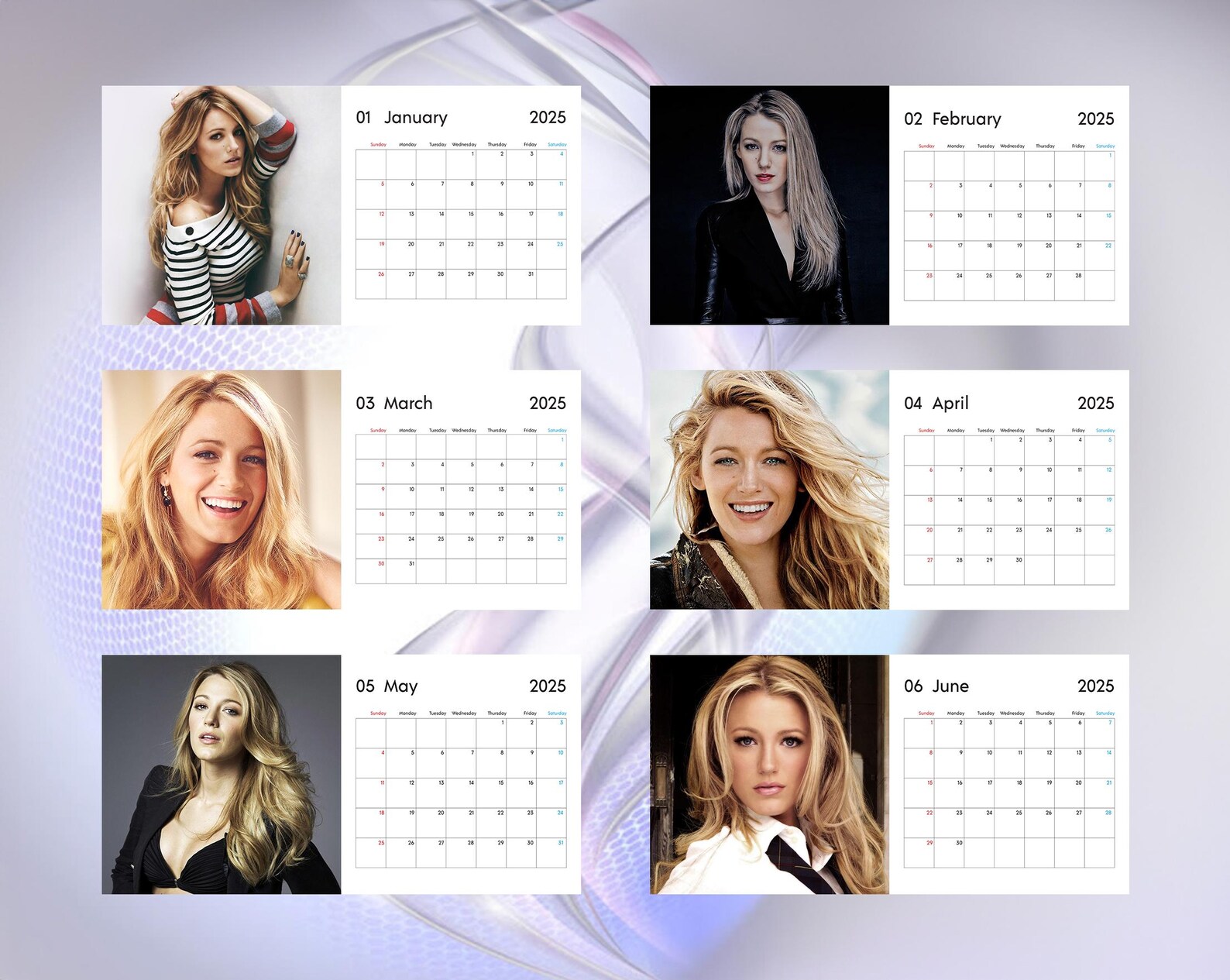 Blake Lively Calendar 2025, Personalized Calendar, Idol Calendar ...