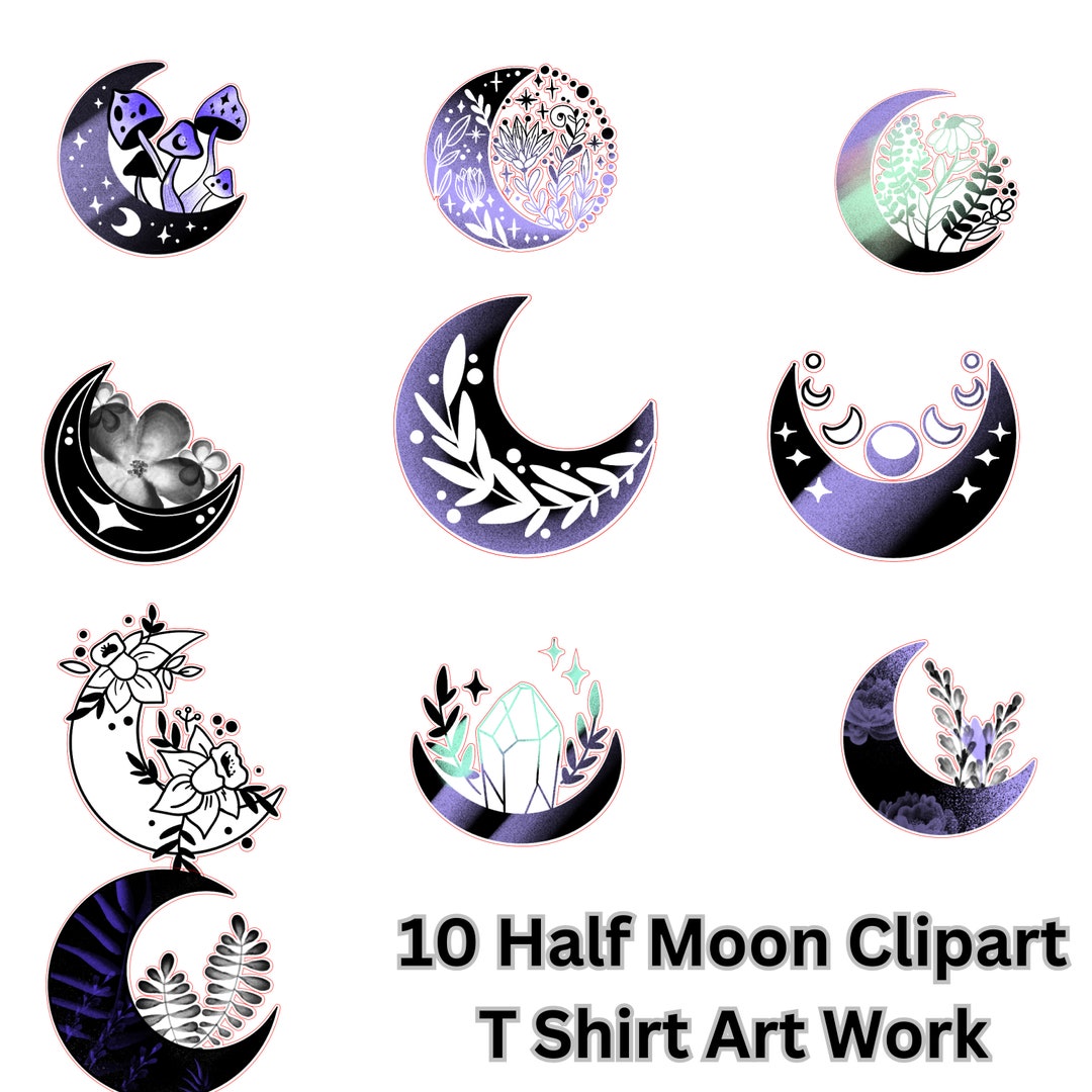 Half Moon Clipart High Detail Design PNG USE in Pillows, Phone Cases ...