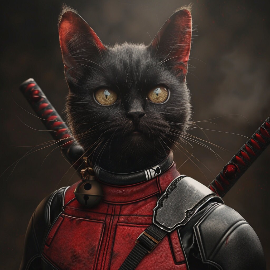 Custom Dog Pool Pet Portrait, Deadpool Cat Painting, Pet Lovers Gift ...