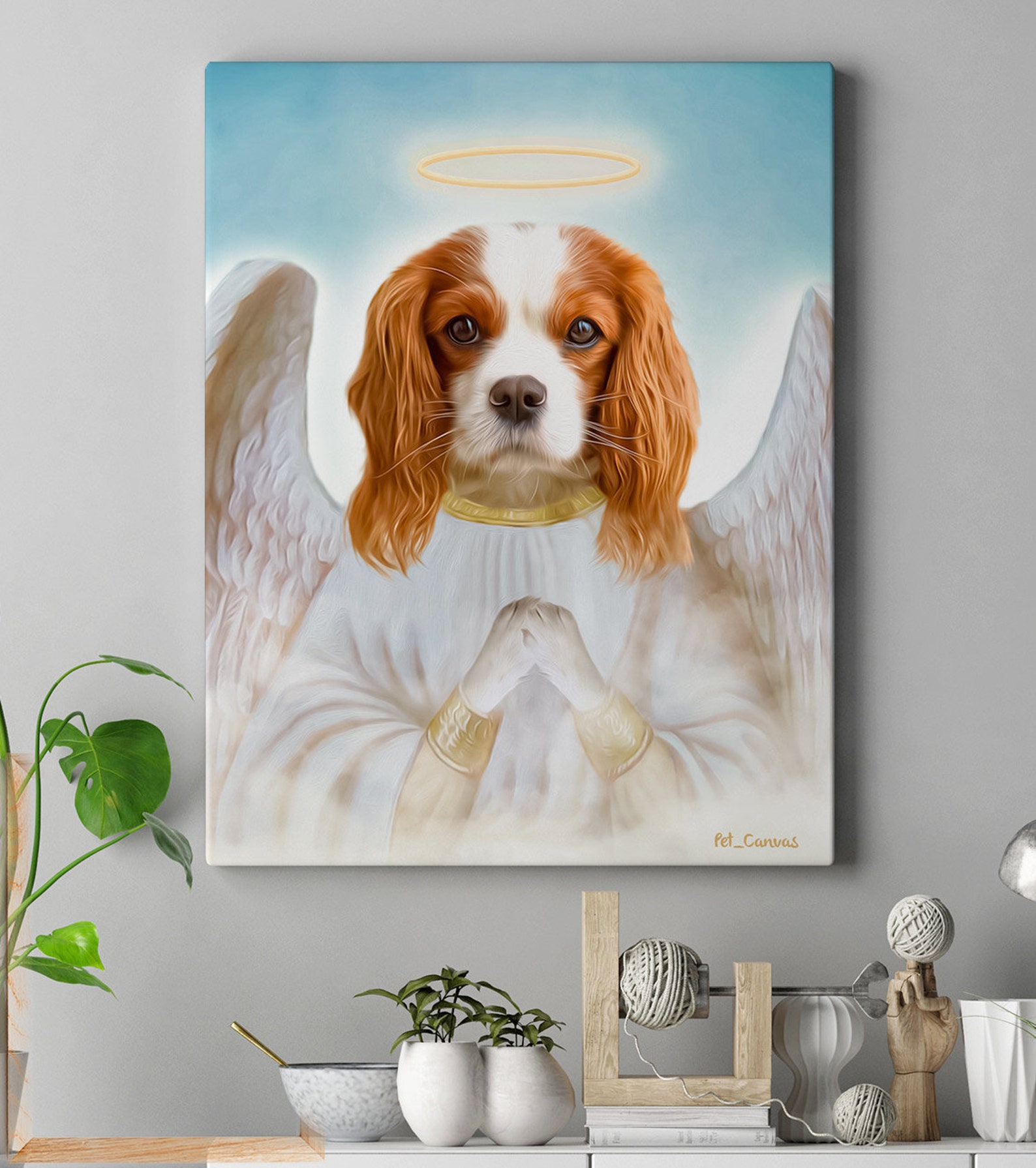 Custom Angel Pet Portrait: Memorial Pet Canvas Art (digital or ...