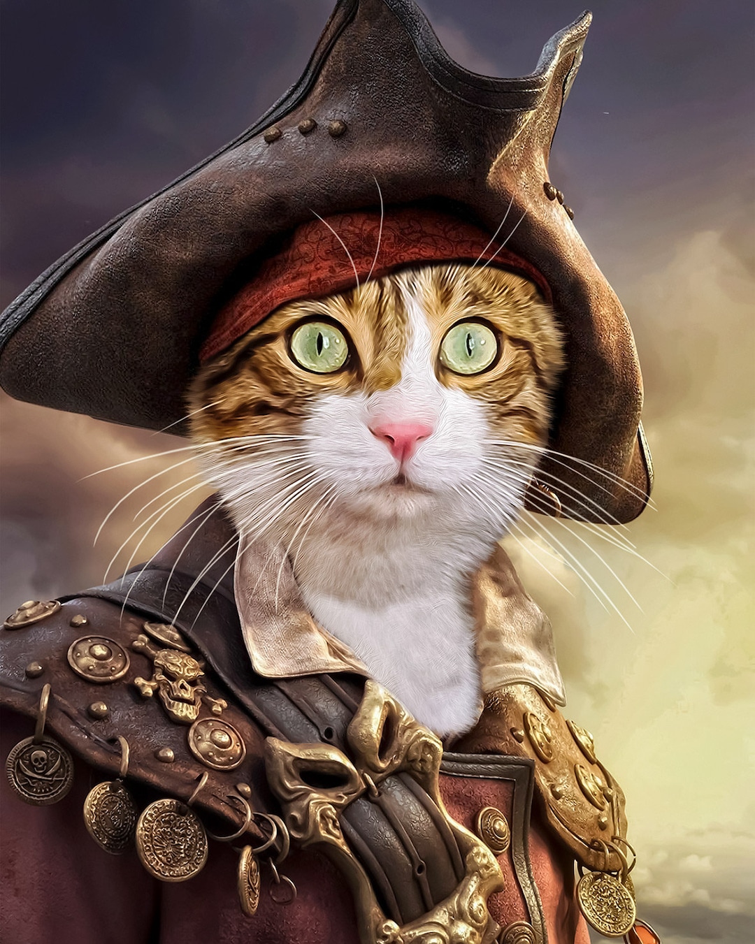 Pirate Pet Portrait, Pirate Cat Painting, Pet Lovers Gift, Pirate ...