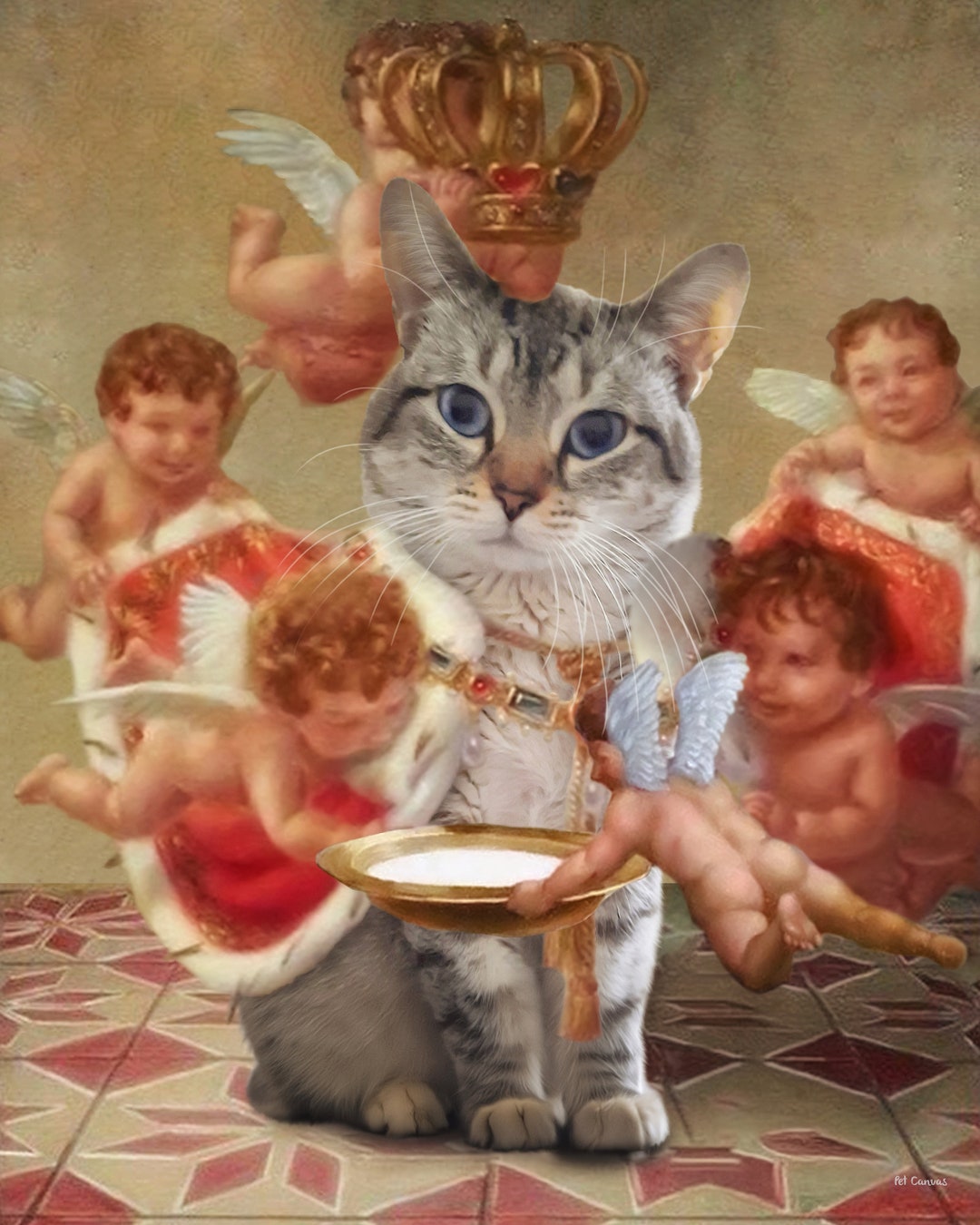 Custom Angel Pet Portrait, Angel Cat Painting, Pet Loss Gift, Angelic ...