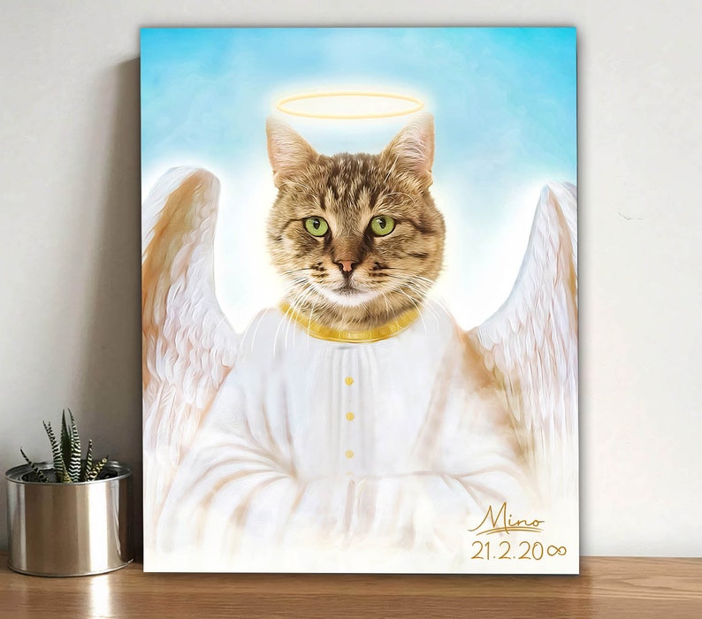 Custom Angel Pet Portrait: Memorial Pet Canvas Art (digital or ...