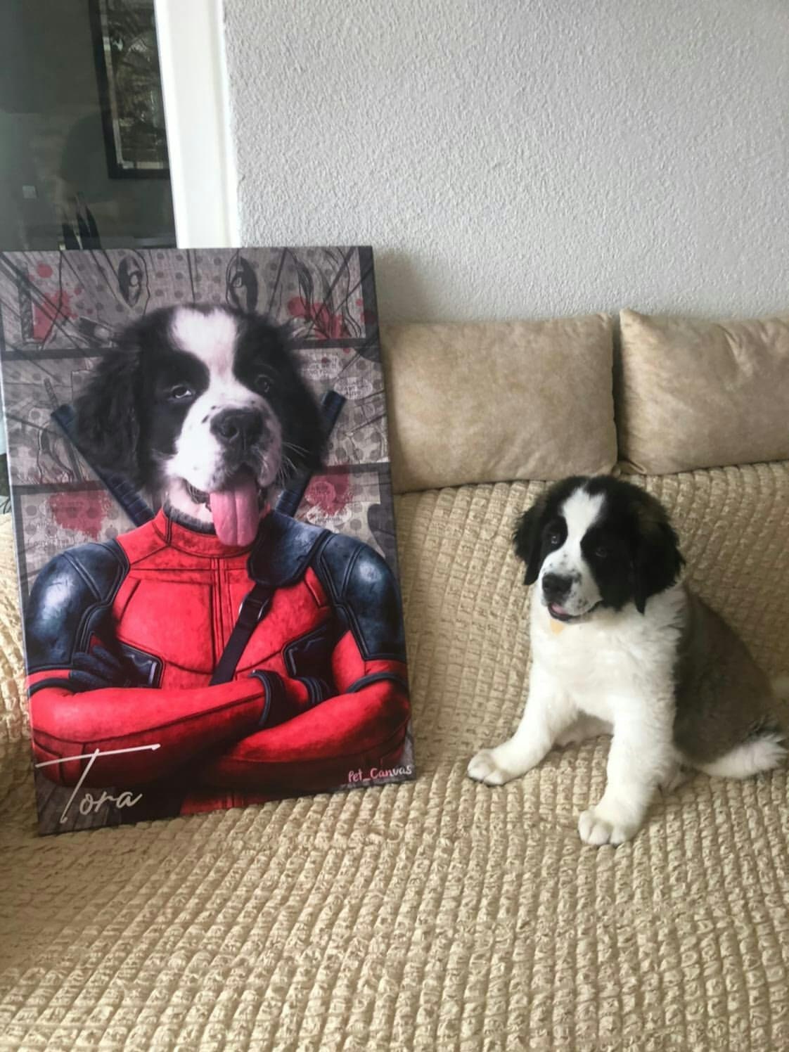 Custom Dog Pool Pet Portrait, Deadpool Cat Painting, Pet Lovers Gift ...