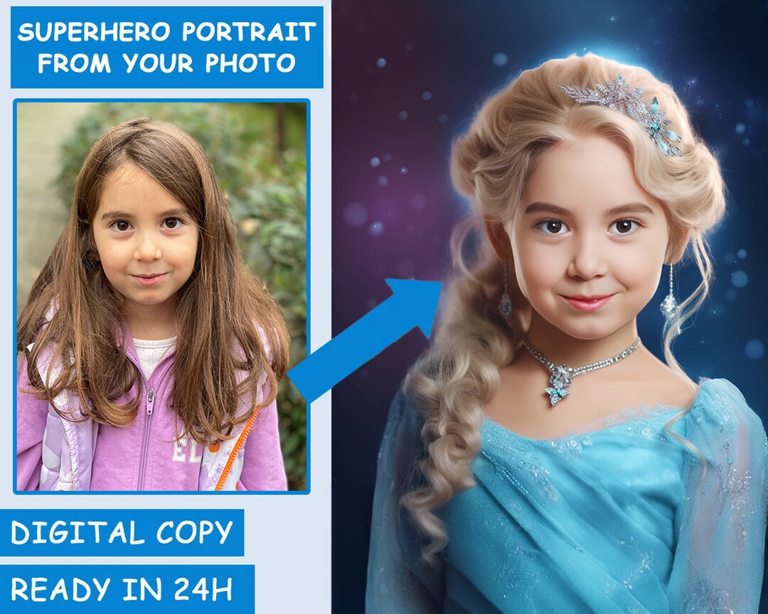 Birthday Gift Princess Elsa, Customised Elsa Portrait, Niece-nephew ...