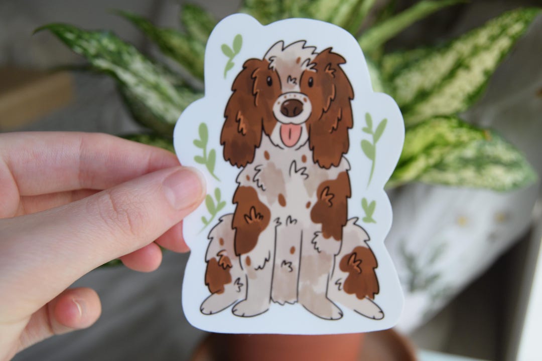 Dog Sticker - Springer Spaniel Sticker X1 Glossy Vinyl. Cute Decoration ...