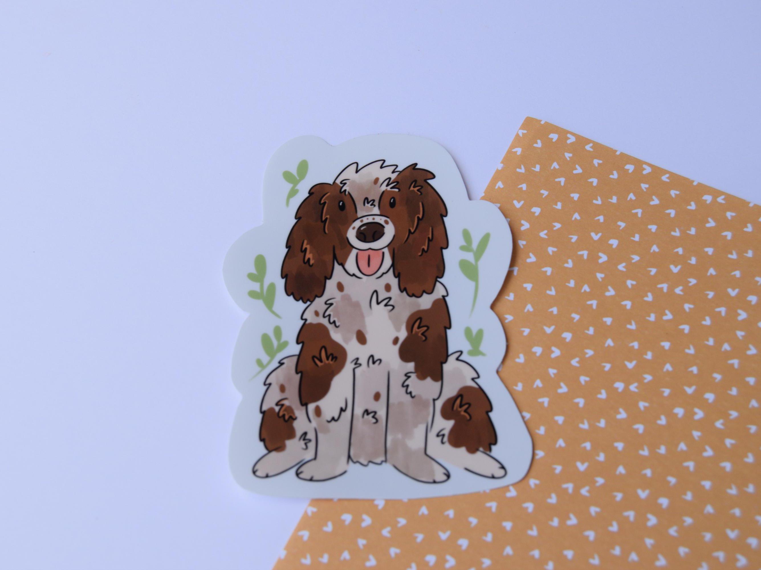 Dog Sticker - Springer Spaniel Sticker X1 Glossy Vinyl. Cute Decoration ...