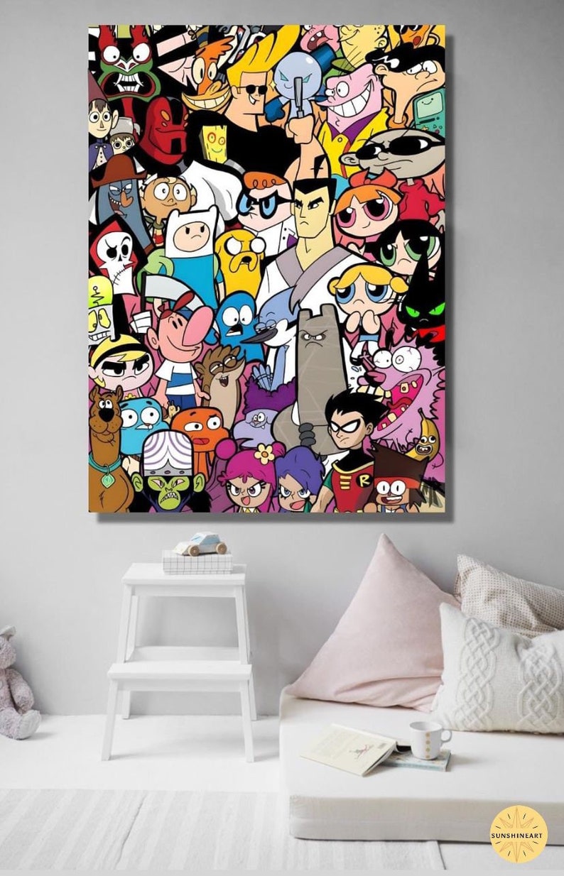 Cartoon Characters Canvas Painting for Kids Room Decoration Cartoon ...