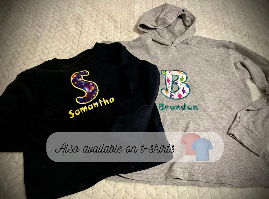 Embroidered Personalised Boy/girl T-shirt in Pink, Blue or Black or ...