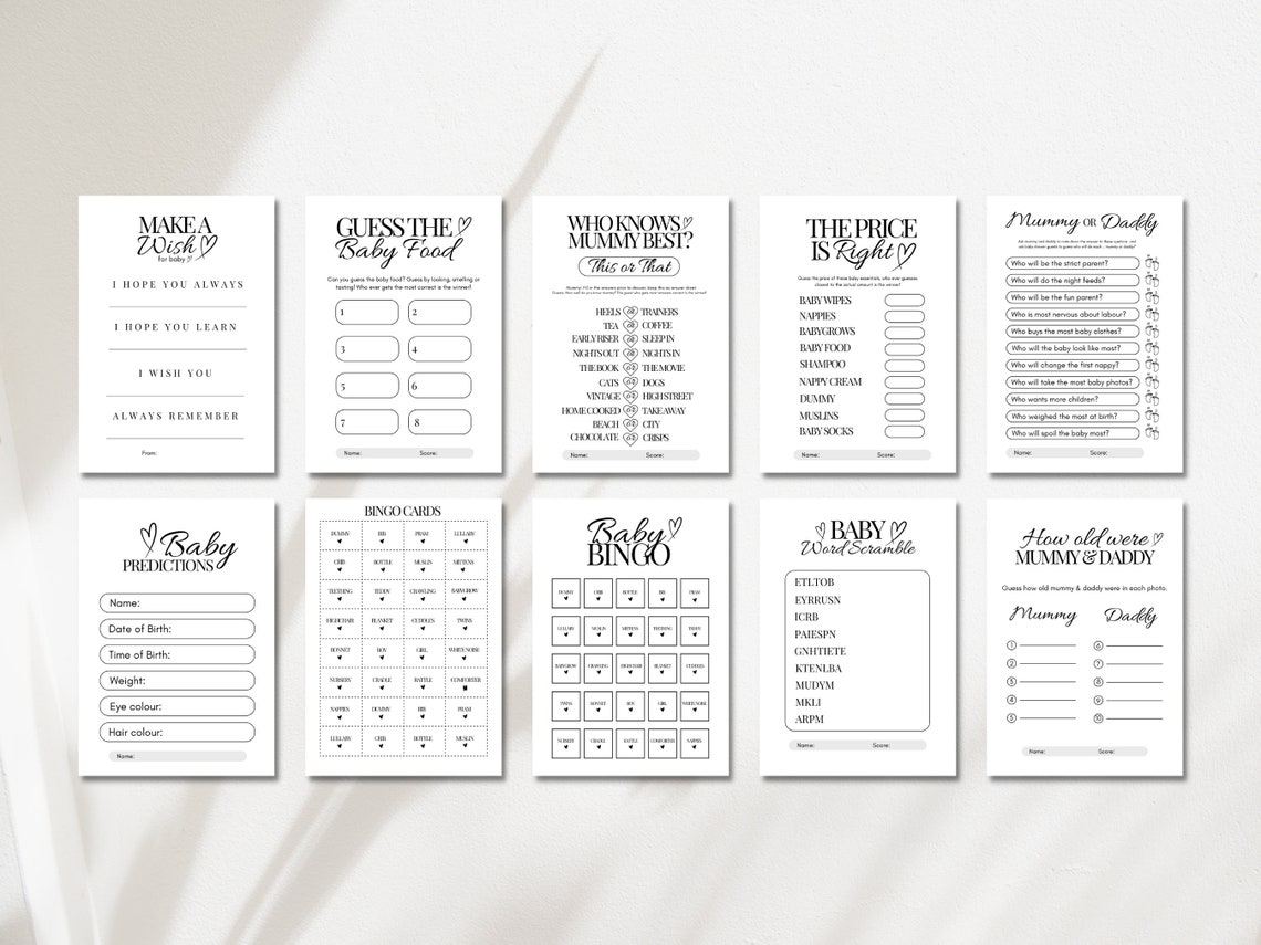 Editable Baby Shower Games, Babyshower Printable, Modern, Baby Bingo ...