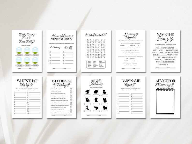 Editable Baby Shower Games, Babyshower Printable, Modern, Baby Bingo ...