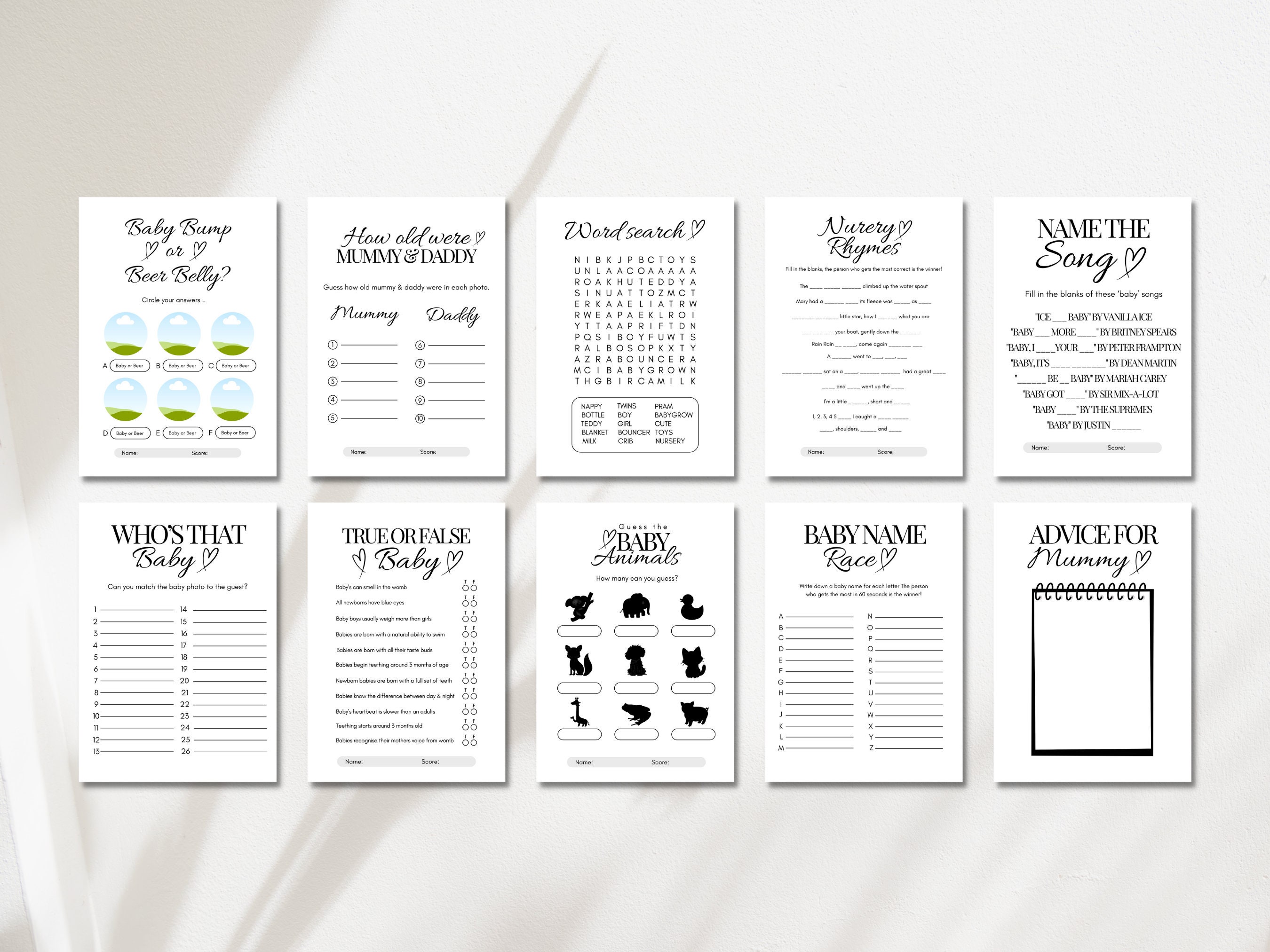 Editable Baby Shower Games, Babyshower Printable, Modern, Baby Bingo ...