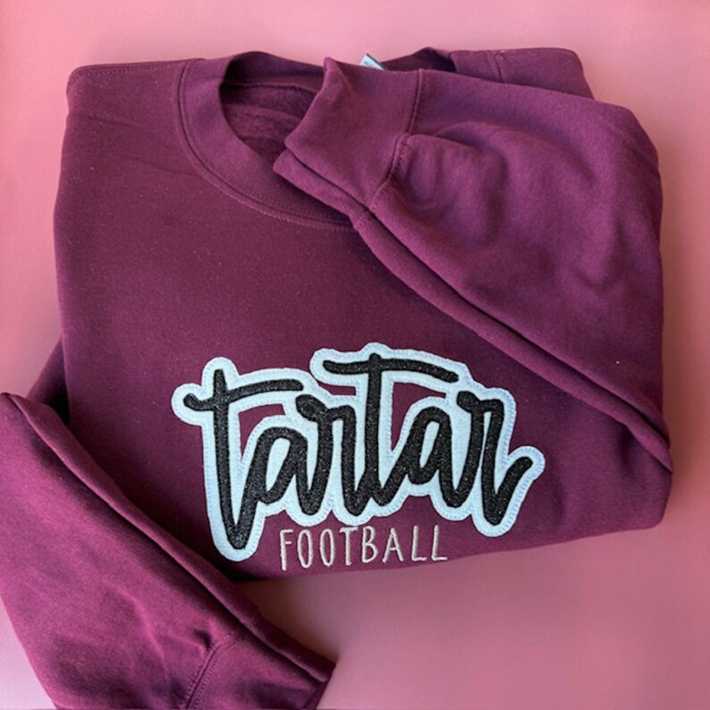 Glitter Double Applique Font Custom Embroidered Team Sweater Sweatshirt ...