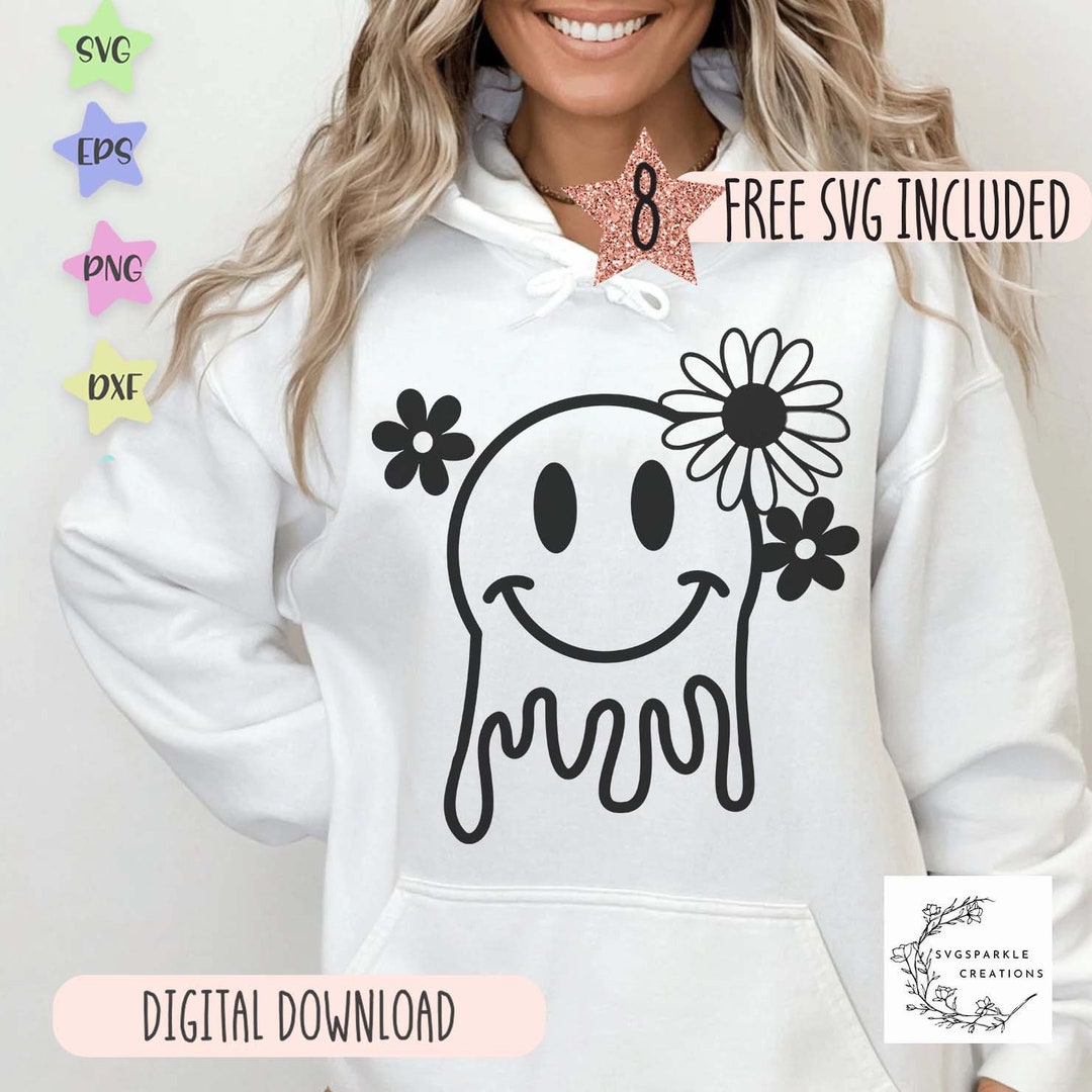 Smiley Drippy Face SVG Happy Face SVG Svg Cut Files - Etsy UK