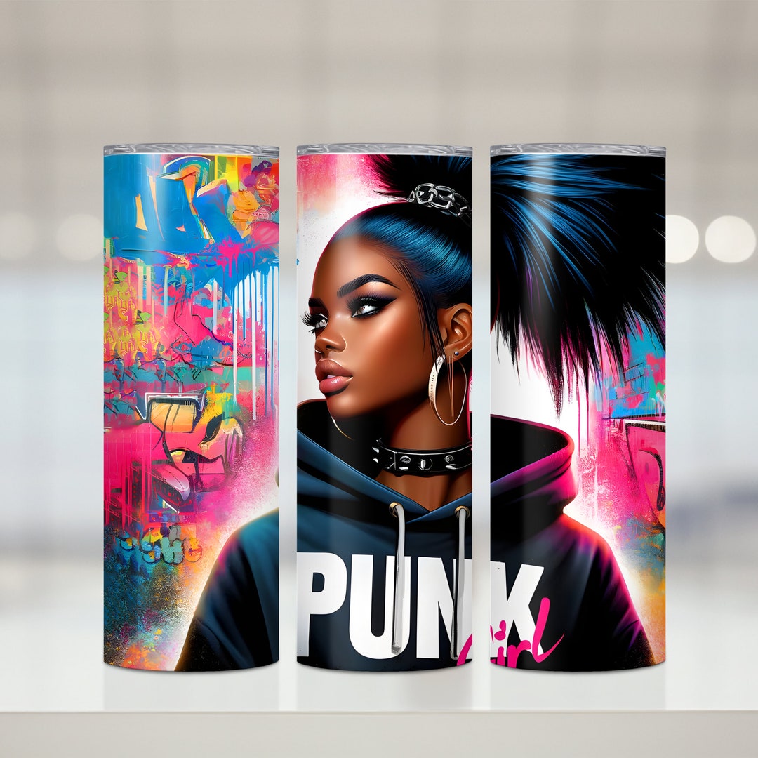 Punk Girl Tumbler: Rock N Roll Afro Rocker Emo Design - Etsy