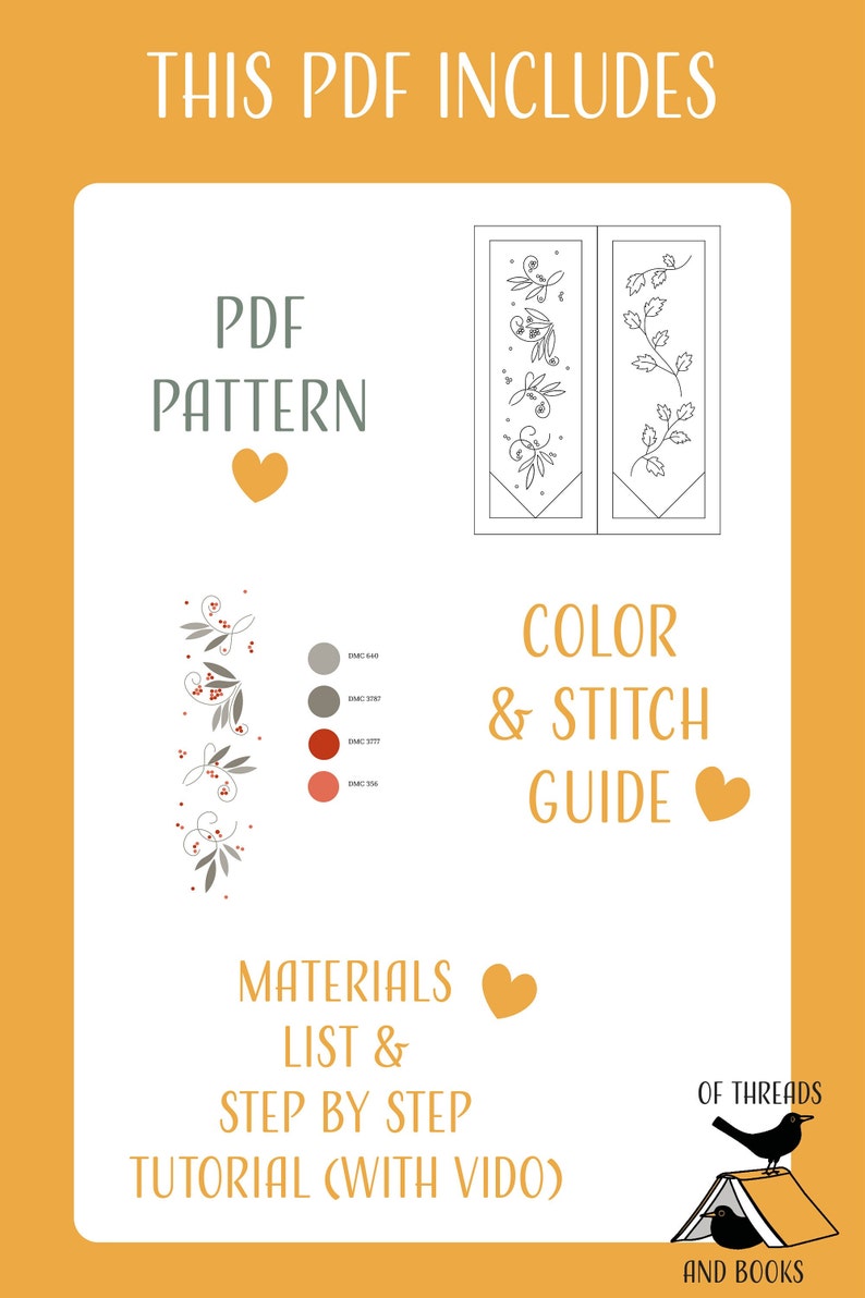 Embroidered Bookmark Template A Easy and Step By-step Tutorial to Sew ...