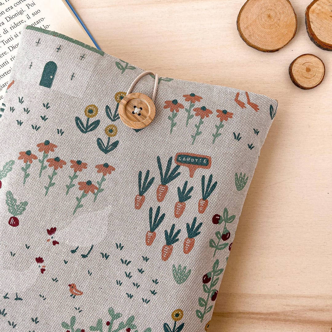Cottagecore Book Sleeve - Vegetables Book Pouch, Botanical Book Bag ...