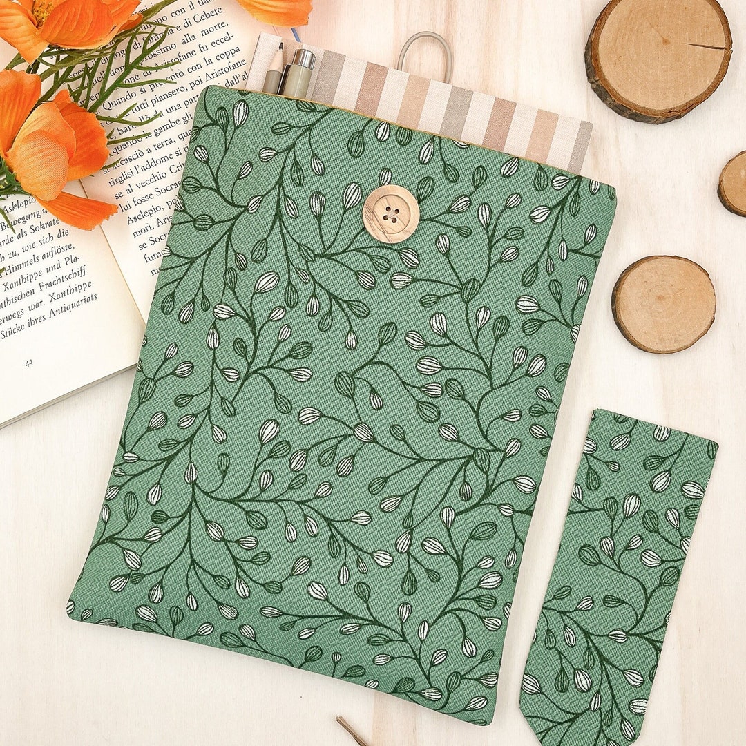 Leaves Book Sleeve, Botanical Book Pouch, Green Book Bag, Bookish Gift ...