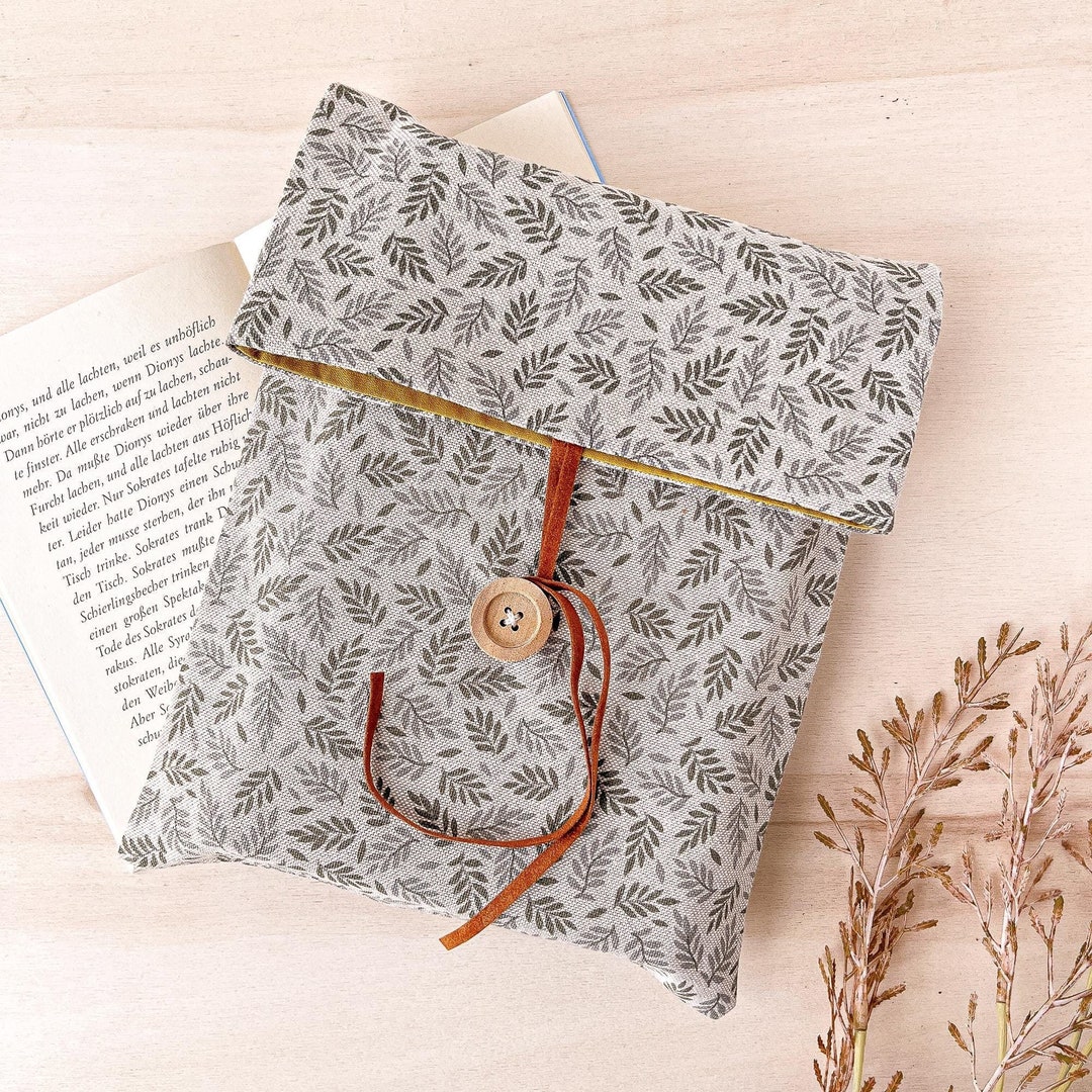 Botanical Book Sleeve: Adjustable Cotton Book Cover With Bookmark - Etsy