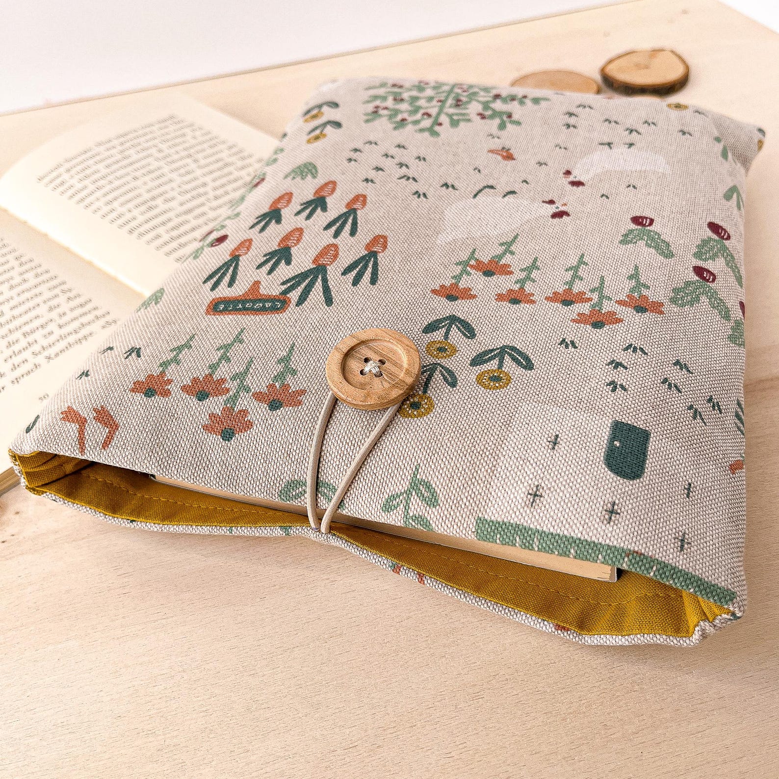 Cottagecore Book Sleeve - Vegetables Book Pouch, Botanical Book Bag ...
