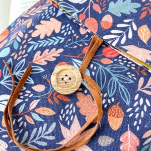 Autumn Book Sleeve, Fall Book Pouch, Leaves Book Bag, Blue Adjustable ...