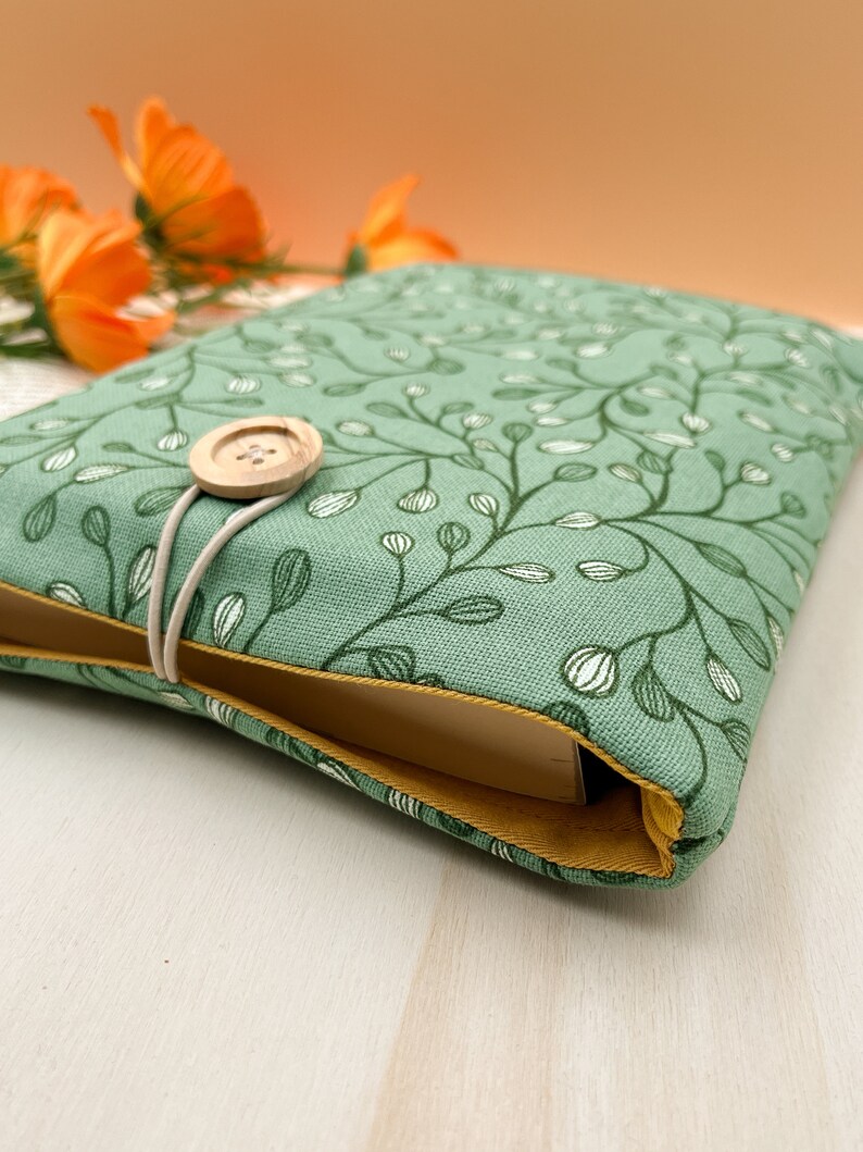 Leaves Book Sleeve, Botanical Book Pouch, Green Book Bag, Bookish Gift ...
