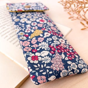 Blue Flowers Pencil Case, Floral Flat Pen Pouch, Pencils Bag, Aesthetic ...