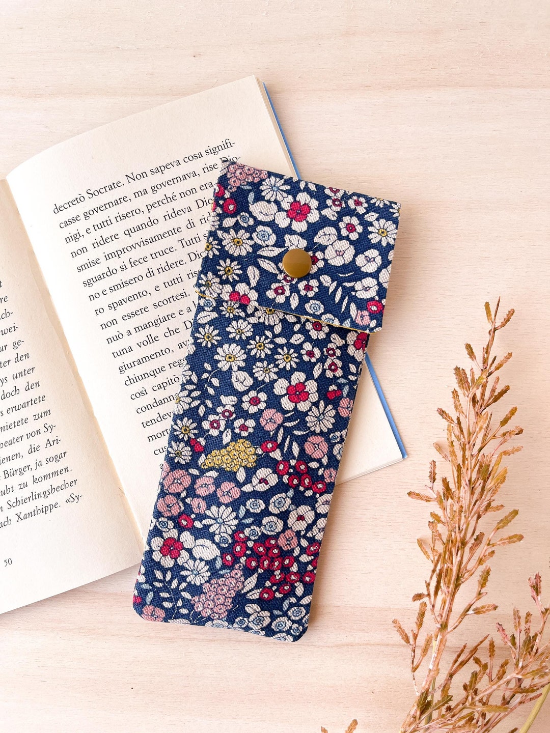 Blue Flowers Pencil Case, Floral Flat Pen Pouch, Pencils Bag, Aesthetic ...