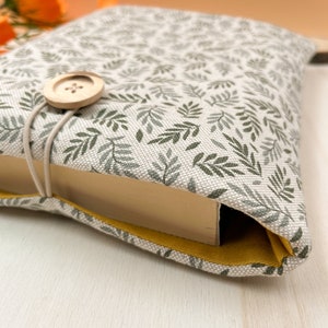 Leaves Book Sleeve Botanical Book Pouch White and Green Book Bag Book ...
