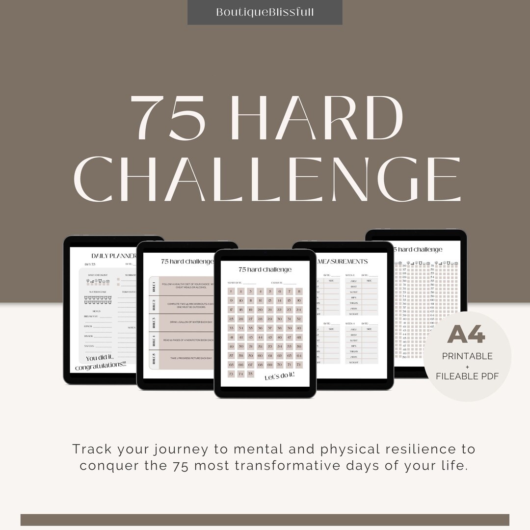 75 Hard Challenge Tracker 75 Hard Printable 75 Day Challenge Weight ...