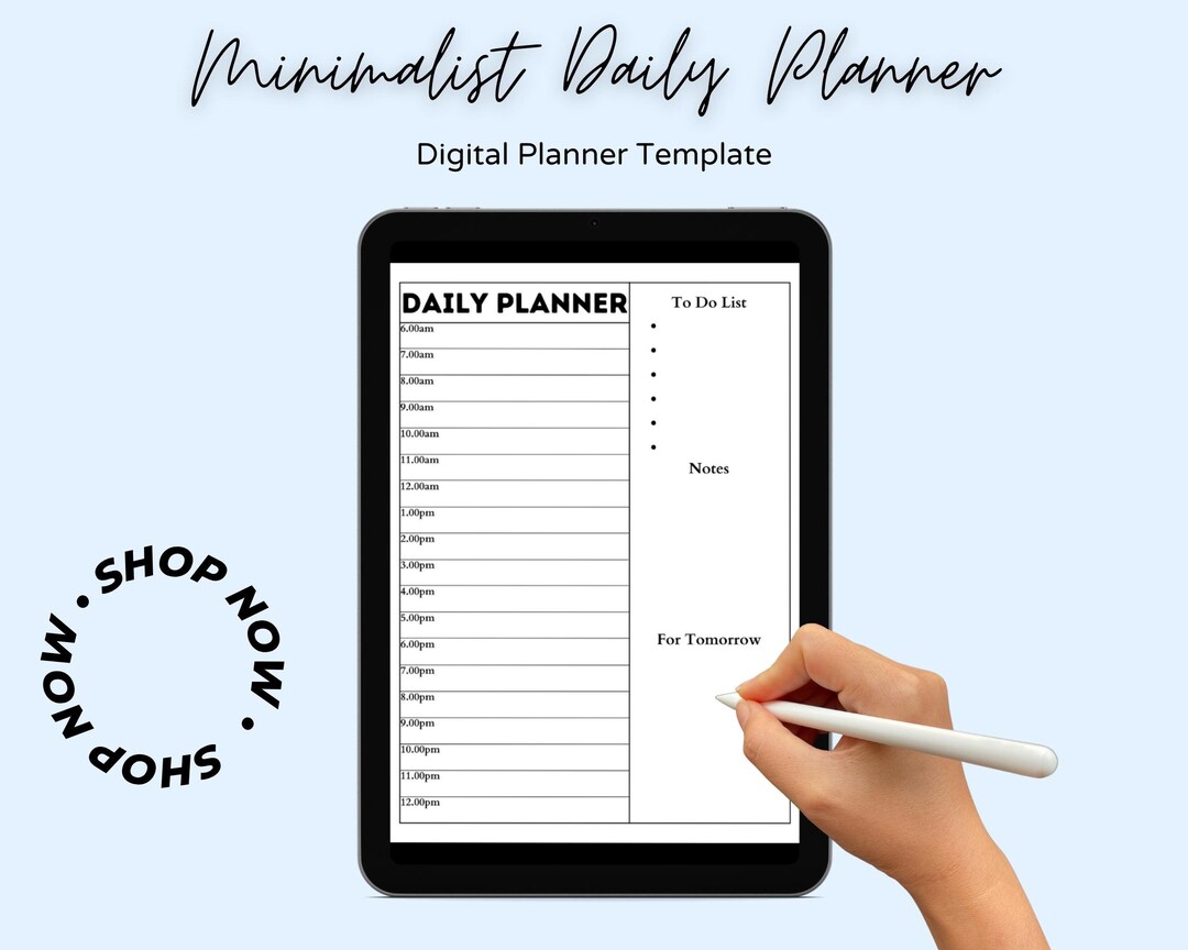 Minimalist Daily Planner Digital Planner Productivity - Etsy