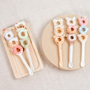 Cartoon Dount Ceramic Cat Spoon Colorful Porcelain Spoons-restaurant ...