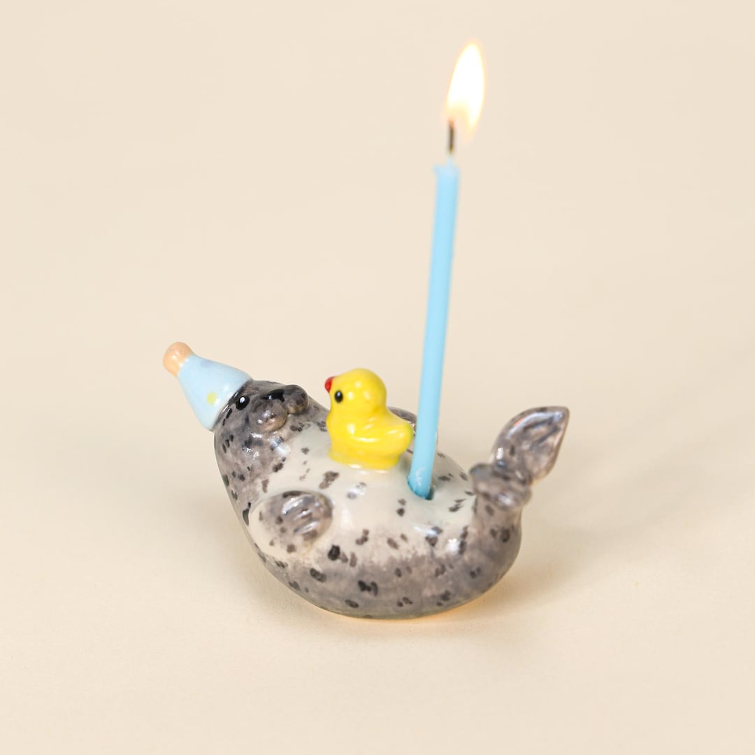 Seal Wedding Cake Topper Handmade Ceramic Yellow Duck Candle Holder ...