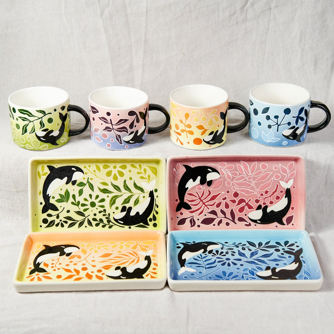 Orca Ceramic Mug & Tray Set Rustic Coffee Mug Country Style Jewelry ...