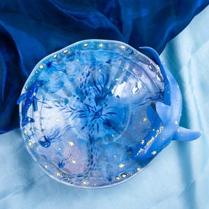 Ethereal Orca Jewelry Dish Ceramic 3D Blue Whale Ring Dish Handpainted ...