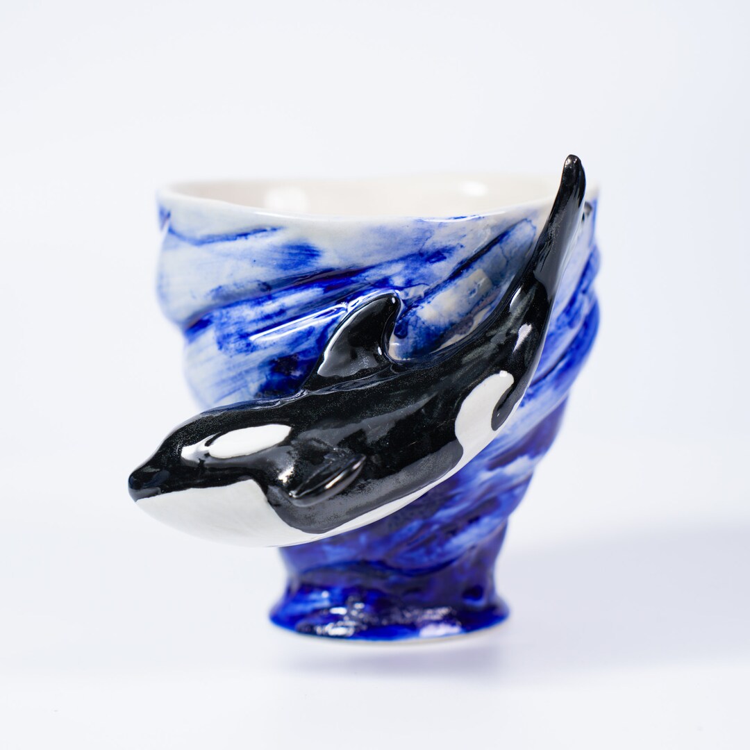 Handmade Orca Mug Ceramic Whlae Coffee Cup Tea Mug Coastal Decor Mug ...