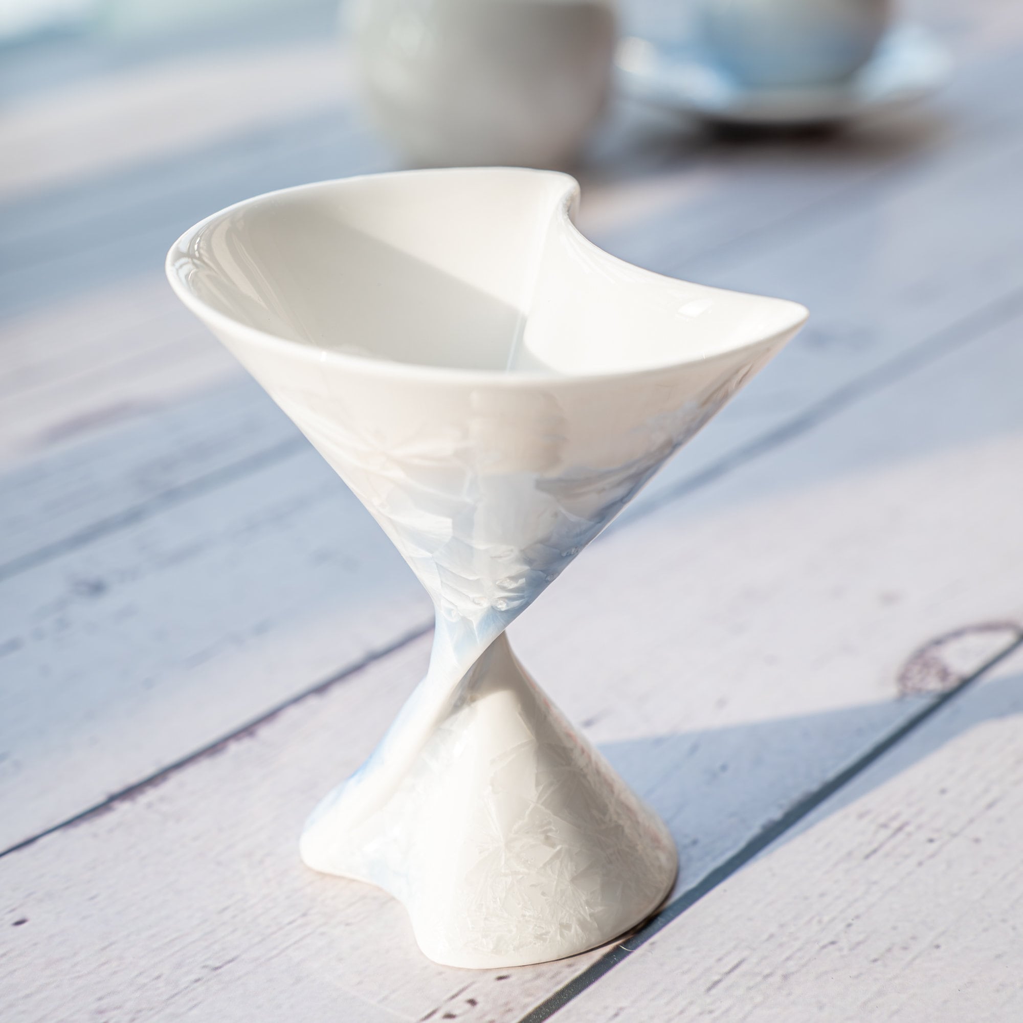 Elegant White and Blue Ceramic Stemware | Artistic Design Wine Glass ...