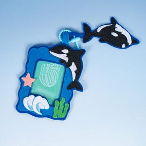 Orca Photo Card Holders With Whale Keychain Under the Sea Handmade Card ...