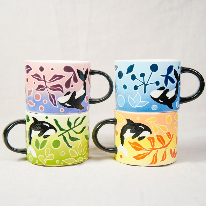 Orca Ceramic Mug & Tray Set Rustic Coffee Mug Country Style Jewelry ...