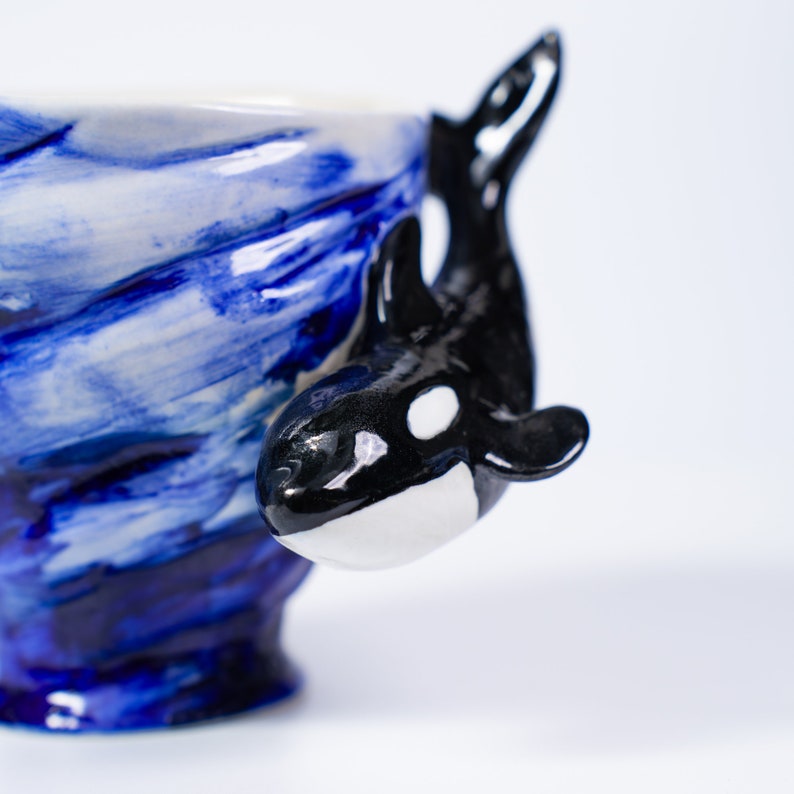 Handmade Orca Mug Ceramic Whlae Coffee Cup Tea Mug Coastal Decor Mug ...