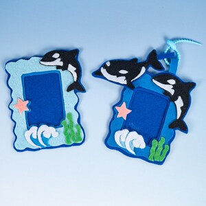 Orca Photo Card Holders With Whale Keychain Under the Sea Handmade Card ...