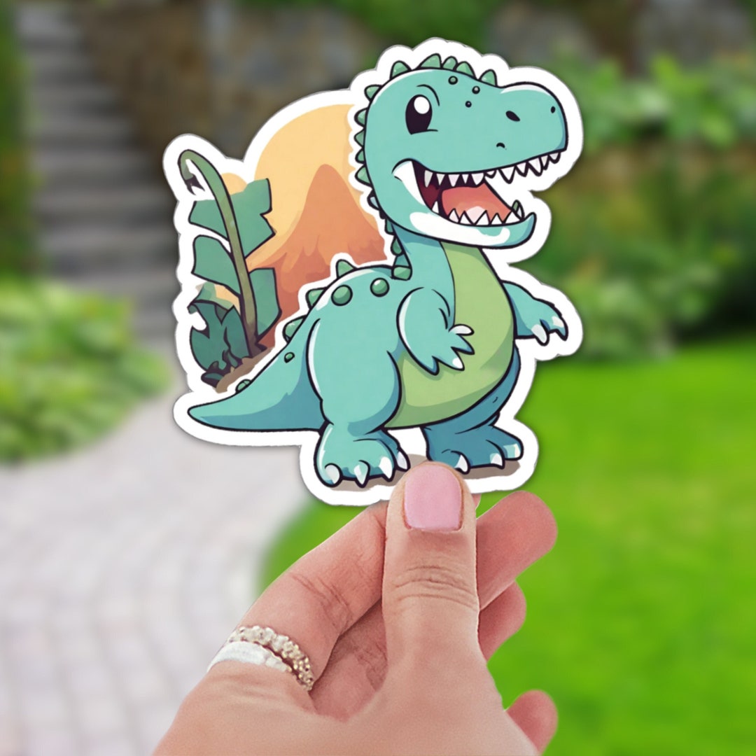 Cute Dinosaur Sticker, Tyrannosaurus Rex, Laptop Kindle Book E-reader ...