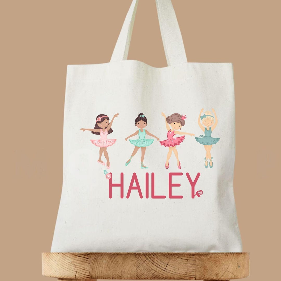 Personalized Ballet Tote Bag Kid Ballerina Girl Name Tote Bag Ballet ...