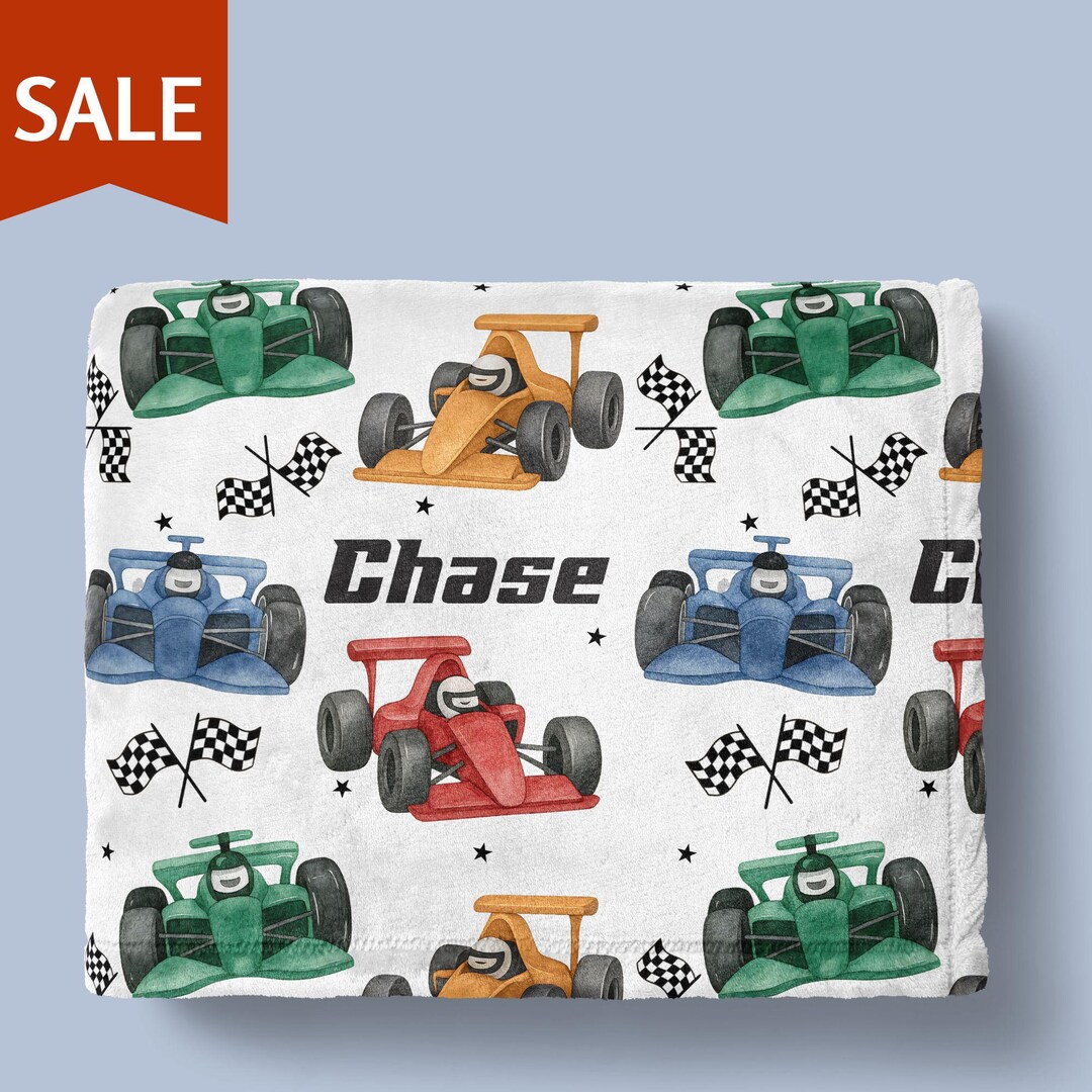 Personalized Race Car Blanket With Name Custom Racing Boy Blanket ...