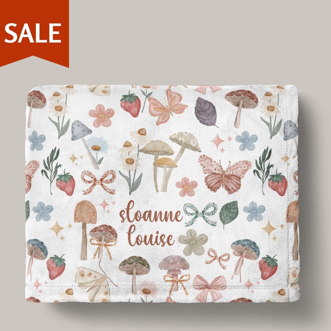 Cottagecore Blanket Mushroom Baby Blanket With Name Blanket Woodland ...