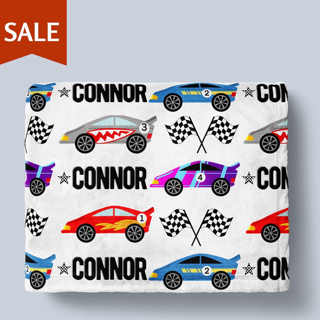 Personalized Race Car Blanket Boy Car Race Blanket Baby Boy Blanket Kid ...